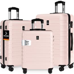 Deuba Hartschalenkoffer New York Set 3-tlg Pastellrosa Rollen 360o ABS