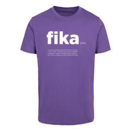 Kurzarmshirt MisterTee "MisterTee Herren Fika Definition Tee", Jungen, Gr. XXL, ultraviolet, 100% Baumwolle, bedruckt, loose fit, Rundhals, Shirts