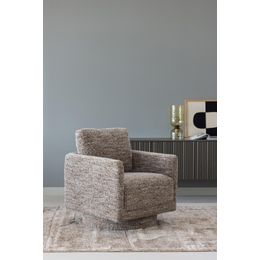 Drehsessel Woood "Oska mit Sizz-Melange-Bezug und Drehmechanismus B 78 x T 79 x H 64 cm", braun, melange, B:78cm H:64cm T:79cm, Sessel, Drehsessel, Tragkraft 130 kg, Hohe Verschlei&szlig;festigkeit, Armlehnen integriert