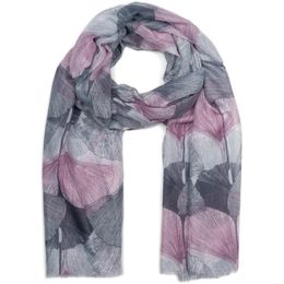 Schal styleBREAKER "Langer Schal Ginkgo Leaves", Damen, rosa (mauve, grau), Obermaterial: 100% Viskose CV., Modisch, Modet&uuml;cher Schal