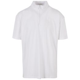 T-Shirt Urban Classics "Urban Classics Herren Boxy Zip Pique Tee", Jungen, Gr. XL, wei&szlig;, 100% Baumwolle, unifarben, oversize, amerikanischer Ausschnitt, Shirts T-Shirt