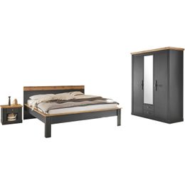 Schlafzimmer-Set OTTO HOME "Westminster", grau, B/H: 180cm x 200cm, Schlafzimmerm&ouml;bel-Sets, beinhaltet 1 Bett, Kleiderschrank 3-t&uuml;rig und 2 Nachtkommoden