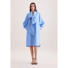 Sommerkleid Seidensticker, Damen, Gr. L (40), Normalgr&ouml;&szlig;en, blau, 79% Viskose, 21% Polyester, gestreift, oversize, Kleider Sommerkleid, 1/1 Binderkragen Gestreift