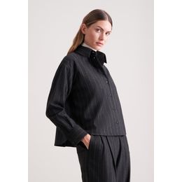 Outdoorbluse Seidensticker, Damen, Gr. L (40), grau, 39% Wolle, 33% Polyester, 14% Viskose, 13% Polyamid, 1% Elasthan, bedruckt, unifarben, oversize, ohne Ausschnitt, Blusen, 1/1 Kragen Flanell