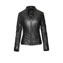 Lederjacke Bugatti "BULady-144", Damen, Gr. 36, schwarz, Obermaterial: 100% Lammleder LEL. Futter: 100% Polyester PES., Rundhals, Jacken, aus weichem Leder