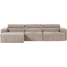 Ecksofa Woood "Novi Chaiselongue Bezug mit verstellbarer Nackenst&uuml;tze 300x173x73 cm", beige (natur meliert), B:300cm H:73cm T:173cm, Sofas, Ecksofa, Links, Tragkraft 360 kg, Gute Verschlei&szlig;festigkeit, Melange-Webstoff