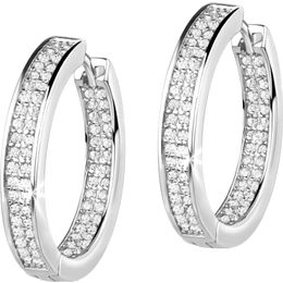 Paar Creolen Firetti "Schmuck Geschenk Silber 925 Ohrschmuck Ohrringe", silber (silberfarben, kristallwei&szlig;, kristallwei&szlig;), Ohrringe, Damen, 18mm, Silber 925 (Sterlingsilber), Made in Germany - mit Zirkonia (synth.)