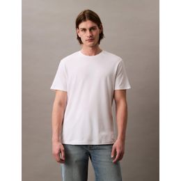 T-Shirt Calvin Klein "SS NA WHSL SUPIMA CREWNECK TEE", Jungen, Gr. S, wei&szlig; (hellwei&szlig;), Single Jersey, Obermaterial: 100% Baumwolle, unifarben, regular fit normal, Rundhals, eingesetzt abgesteppte Kante, Shirts T-Shirt, Rundhalsausschnitt, regular fit