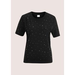 Madeleine Mode Kurzarmshirt MADELEINE "Glanzshirt Luxuri&ouml;ses Shirt mit Strassakzenten", Damen, Gr. 38, schwarz, Obermaterial: 95% Baumwolle CO. 5% Elasthan EL., Modern, Shirts