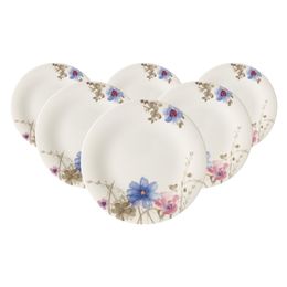 Villeroy & Boch Fr&uuml;hst&uuml;cksteller VILLEROY & BOCH "Fr&uuml;hst&uuml;cksteller Mariefleur Gris Basic &oslash; 21,5 cm 6er Set bunt", bunt, L:21,5cm, Speiseteller