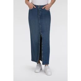 Maxirock MAC "MAXI SKIRT", Damen, Gr. S (36), night sky used, Denim/Jeans, Obermaterial: 99% Baumwolle, 1% Elasthan, unifarben, regular fit kn&ouml;chelfrei, R&ouml;cke Maxirock, im Five-Pocket Style
