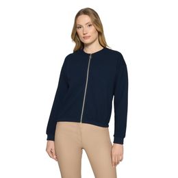 Sweatjacke Betty Barclay "Damen mit Struktur", Damen, Gr. 42, dunkelblau, Sweatware, Obermaterial: 67% Baumwolle, 28% Polyester, 5% Elasthan, figurumspielend normal, Rundhals, Sweatjacken Sweatjacke
