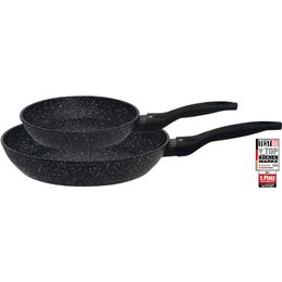 Pfannen-Set ELO "Granit Passion 2-teilig (20/28 cm)", schwarz, B:28,5cm H:8,2cm L:48cm, Pfannen, extra raue Oberfl&auml;che mit wei&szlig;en Punkten