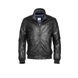 Blouson Bugatti "BUGIOVANNI", Herren, Gr. 50, schwarz, Obermaterial: 100% Lammleder LEL. Futter: 70% Polyester PES. 25% Wolle WO. 5% sonstige Fasern AF., Rundhals, Jacken Blouson, aus hochwertigem Leder