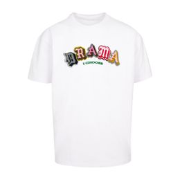 T-Shirt "Upscale by Mister Tee Herren Drama I choose Heavy Oversize Tee", Jungen, Gr. XS, wei&szlig;, 100% Baumwolle, UPSCALE BY MISTER TEE, bedruckt, oversize, Rundhals, Shirts T-Shirt