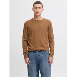 Jack & Jones Rundhalspullover JACK & JONES "JJEEMIL KNIT CREW NECK NOOS", Herren, Gr. M, braun (monks robe), Strick, Obermaterial: 60% Baumwolle, 20% Nylon, 20% Viskose, unifarben, regular fit normal, Rundhals, Rippb&uuml;ndchen, Pullover Rundhalspullover, Baumwollmischung, regular fit