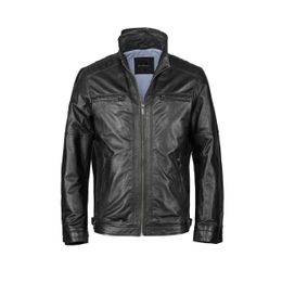 Lederjacke Bugatti "BUTEODORO", Herren, Gr. 58, schwarz, Obermaterial: 100% Lammleder LEL., regular fit, Jacken, mit Rei&szlig;verschlusstaschen