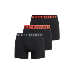 Boxershorts Superdry "Boxershort BOXER TRIPLE PACK 3er Pack", Herren, Gr. L, schwarz (schwarz, orange), Obermaterial: 95% Baumwolle CO. 5% Elasthan EL., Unterhosen