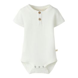 Kurzarmbody LIL' ATELIER "NBMDOLAN SS BODY LIL NOOS", Jungen, Gr. 62, N-Gr, coconut milk, Jersey, Obermaterial: 100% Baumwolle, unifarben, Bodys, Baumwolle, Kurzarm