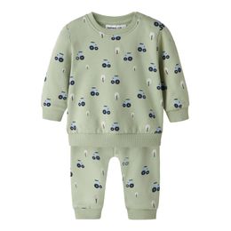 Sweatshirt name it "NBMVIMMER LS SWEAT BOX BRU SET", Jungen, Gr. 86, swamp, Sweatware, Obermaterial: 95% Baumwolle, 5% Elasthan, bedruckt, regular fit normal, Rundhals, Rippb&uuml;ndchen, Sweatshirts Sweatshirt, Baumwollmischung, regular fit