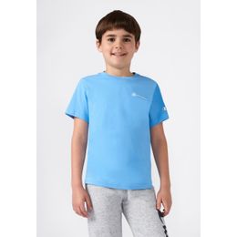 T-Shirt Champion "ICONS CONTRAST Crewneck T-Shirt", Jungen, Gr. XXL (176), blau (ibb), Obermaterial: 100% Baumwolle, Rundhals, Shirts T-Shirt, klassischer Schnitt, Kurzarm, f&uuml;r Kinder, f&uuml;r Sportmode
