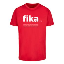 Kurzarmshirt MisterTee "MisterTee Herren Fika Definition Tee", Jungen, Gr. L, cityrot, 100% Baumwolle, bedruckt, loose fit, Rundhals, Shirts