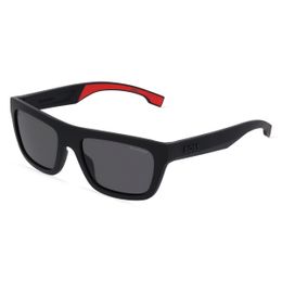 HUGO BOSS Boss 1450/S | Herren-Sonnenbrille | Fassung: Vollrand, Quadratisch, Kunststoff, Schwarz Matt | Glasfarbe: Grau