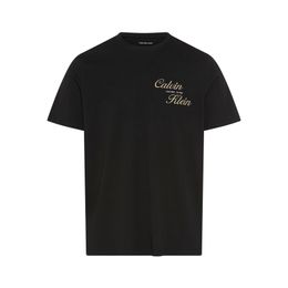 T-Shirt Calvin Klein Jeans "CALVIN KLEIN", Jungen, Gr. L, schwarz, Web, Obermaterial: 100% Baumwolle, unifarben, regular fit normal, Rundhals, eingesetzt abgesteppte Kante, Shirts T-Shirt, Regular fit mit Print