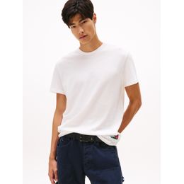 T-Shirt Tommy Jeans "TJM REG ATHL DEPT BACK EXT", Jungen, Gr. S, beige (ecru), Single Jersey, Obermaterial: 100% Baumwolle, regular fit, Rundhals, Shirts T-Shirt, mit R&uuml;ckenprint, regular fit
