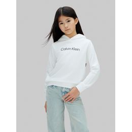 Kapuzensweatshirt Calvin Klein Jeans "LOGO HOODIE", M&auml;dchen, Gr. 14 (164), wei&szlig;, Sweatware, Obermaterial: 100% Baumwolle, unifarben, regular fit normal, Rundhals, eingesetzt Rippb&uuml;ndchen, Sweatshirts, Regular fit f&uuml;r Kinder, mit Logoschriftzug