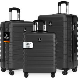 Deuba Hartschalenkoffer New York Set 3-tlg Schwarz Rollen 360o ABS