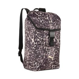 Rucksack Puma "POP SMALL BACKPACK", lila (Puma schwarz, leopard aop), Rucks&auml;cke, Damen, Polyester, Rucksack, sportlicher Rucksack, vielseitig einsetzbar