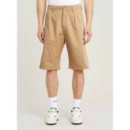 G-Star Raw Chinoshorts G-STAR "Pleated Chino Shorts", Herren, Gr. 36, beige (lion gd), Obermaterial: 72% Baumwolle, 28% Leinen, Hosen Chinoshorts