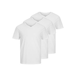 Jack & Jones V-Shirt JACK & JONES "JJEORGANIC BASIC TEE SS V-NECK 3PK MP", Jungen, Gr. S, wei&szlig; pack:wei&szlig;, wei&szlig;, wei&szlig;, Jersey, Obermaterial: 100% Baumwolle, unifarben, normal, V-Ausschnitt, Shirts