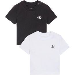 T-Shirt Calvin Klein Jeans "2-PACK Jersey Tees", Jungen, Gr. 68, hellwei&szlig;, Jersey, Obermaterial: 100% Baumwolle, unifarben, Shirts T-Shirt, Regular fit f&uuml;r Babys mit Druckknopf am Ausschnitt