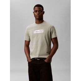 T-Shirt Calvin Klein, Jungen, Gr. L, shadow, Jersey, Obermaterial: 100% Baumwolle, unifarben, regular fit normal, Rundhals, abgesteppte Kante, Shirts T-Shirt, Reine Baumwolle, Regular Fit, Glanzdruck