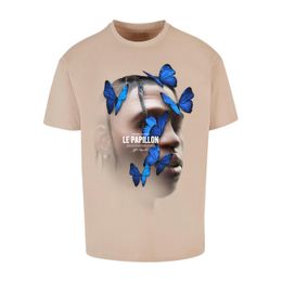 Kurzarmshirt "Upscale by Mister Tee Herren Le Papillon Oversize Tee", Jungen, Gr. L, wet sand, 100% Baumwolle, UPSCALE BY MISTER TEE, unifarben, oversize, Rundhals, Shirts