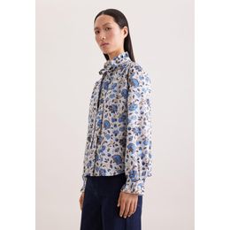 Klassische Bluse Seidensticker, Damen, Gr. XS (34), ecru, 100% Baumwolle, gemustert, regular fit, Blusen Bluse, 1/1 Stehkragen Druck