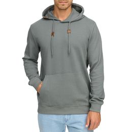 Kapuzensweatshirt INDICODE "INSalupe Hoodie", Herren, Gr. L, grau (castor gray), Sweatware, Obermaterial: 100% Baumwolle, unifarben, regular fit h&uuml;ftlang, Rundhals, Sweatshirts