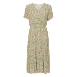 Midikleid Cream "Kleid CRLina", Damen, Gr. L-XL, N-Gr, bunt (gr&uuml;n flower print), Obermaterial: 100% Viskose CV., Kleider Midikleid