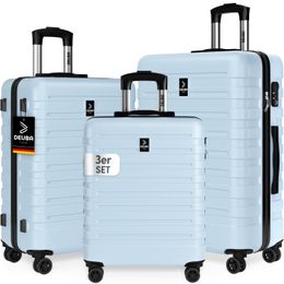Deuba Hartschalenkoffer New York Set 3-tlg Pastellblau Rollen 360o ABS
