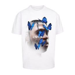 Kurzarmshirt "Upscale by Mister Tee Herren Le Papillon Oversize Tee", Jungen, Gr. L, wei&szlig;, 100% Baumwolle, UPSCALE BY MISTER TEE, unifarben, oversize, Rundhals, Shirts
