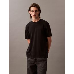 T-Shirt Calvin Klein "SS NA WHSL SUPIMA CREWNECK TEE", Jungen, Gr. M, schwarz, Single Jersey, Obermaterial: 100% Baumwolle, unifarben, regular fit normal, Rundhals, eingesetzt abgesteppte Kante, Shirts T-Shirt, Rundhalsausschnitt, regular fit