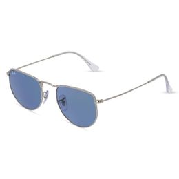 Ray-Ban RB 3958 ELON | Unisex-Sonnenbrille | Fassung: Vollrand, Quadratisch, Metall, Silber Gl&auml;nzend | Glasfarbe: Blau