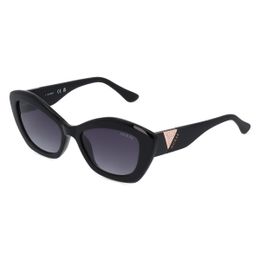Guess GU7868 | Unisex-Sonnenbrille | Fassung: Vollrand, Butterfly, Kunststoff, Schwarz Gl&auml;nzend | Glasfarbe: Grau Verlaufend