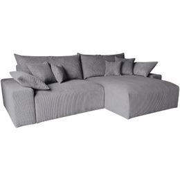 Ecksofa Collection AB, hellgrau, B:302cm T:186cm, 100% Polyester, Sofas, Ecksofa, Mega-Sofa wahlweise in Cord oder Boucl&eacute;, mit Federkern & 6 Zierkissen
