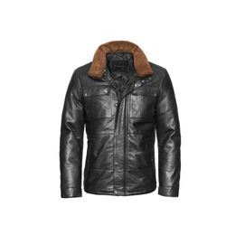 Lederjacke Bugatti "BUMARCELLO", Herren, Gr. 50, schwarz, Obermaterial: 100% Lammleder LEL., Jacken, mit weichem Stehkragen
