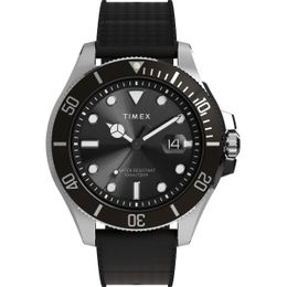 Quarzuhr Timex "HARBORSIDE COAST", schwarz, Armbanduhren, Herren, Quarzuhr, Armbanduhr, Herrenuhr,Kunststoffarmband,Datum, bis 10 bar wasserdicht