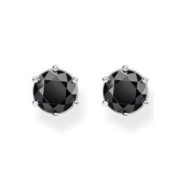 Paar Ohrstecker Thomas Sabo "Schwarzer Stein", silber (silberfarben, schwarz, schwarz), Ohrringe, Damen, 4mm, Silber 925 (recycelt), mit Zirkonia (synth.)