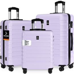 Deuba Hartschalenkoffer New York Set 3-tlg Pastelllila Rollen 360o ABS